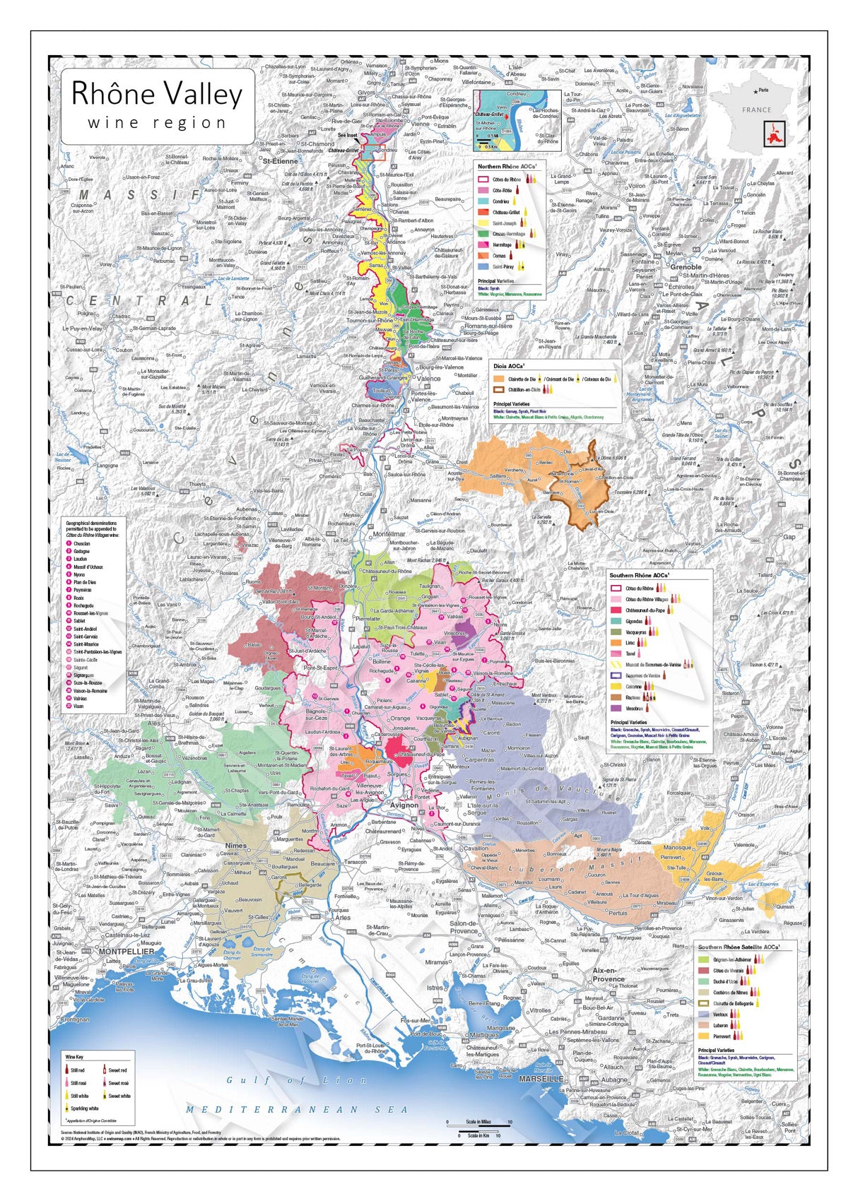 Rhône Valley Wine Map - AmphoraMap