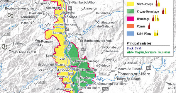 Rhône Valley Wine Map - AmphoraMap