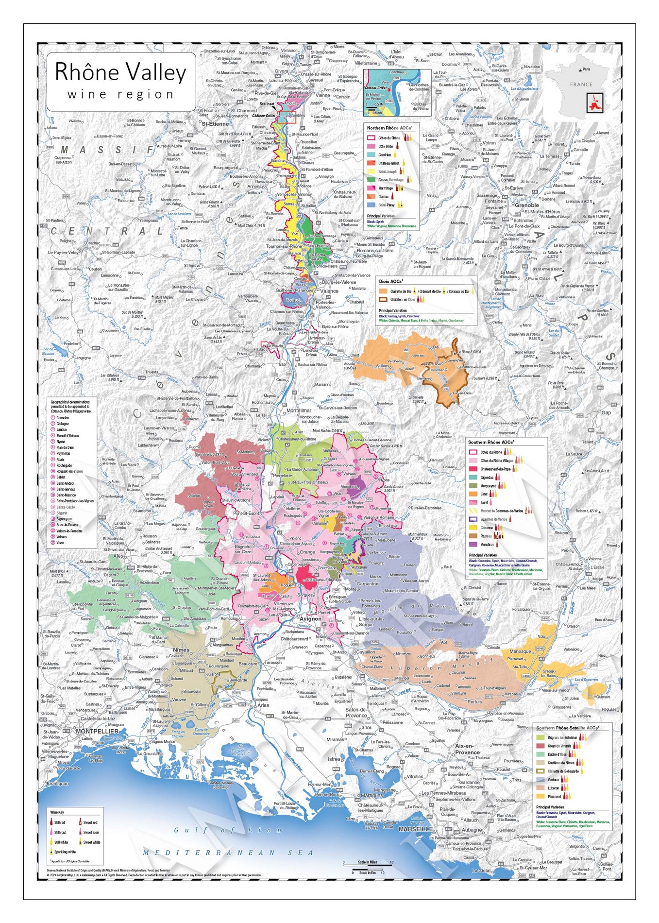 Rhône Valley Wine Map - AmphoraMap
