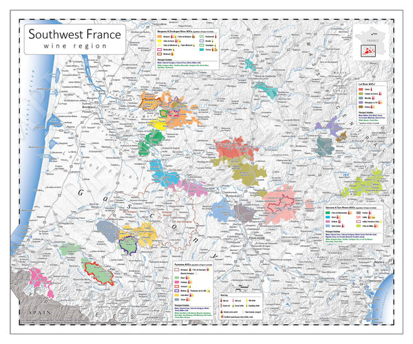 Southwest France Wine Map - AmphoraMap